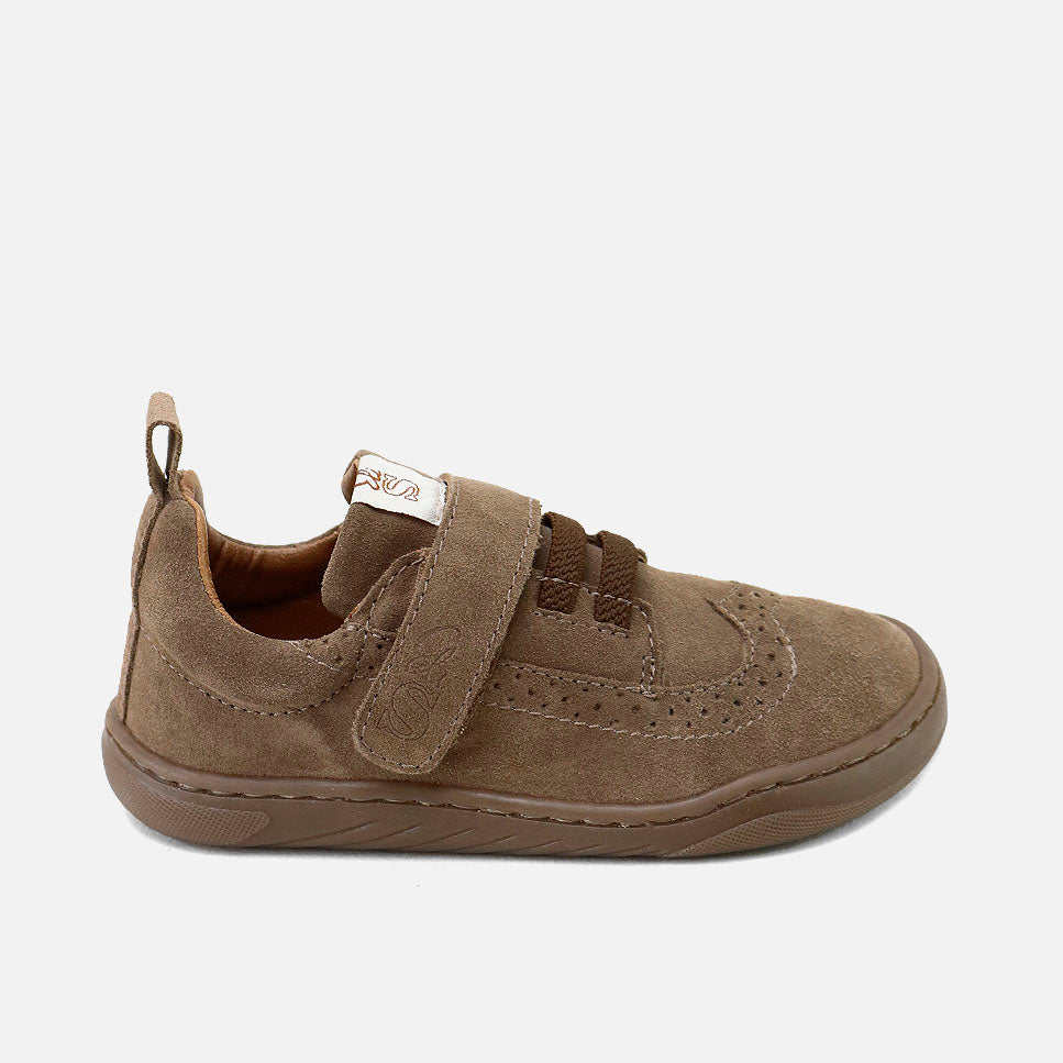 Elisoft Brown Velour Leather Chopped Barefoot Sneakers | Eli 1957 – Eli ...